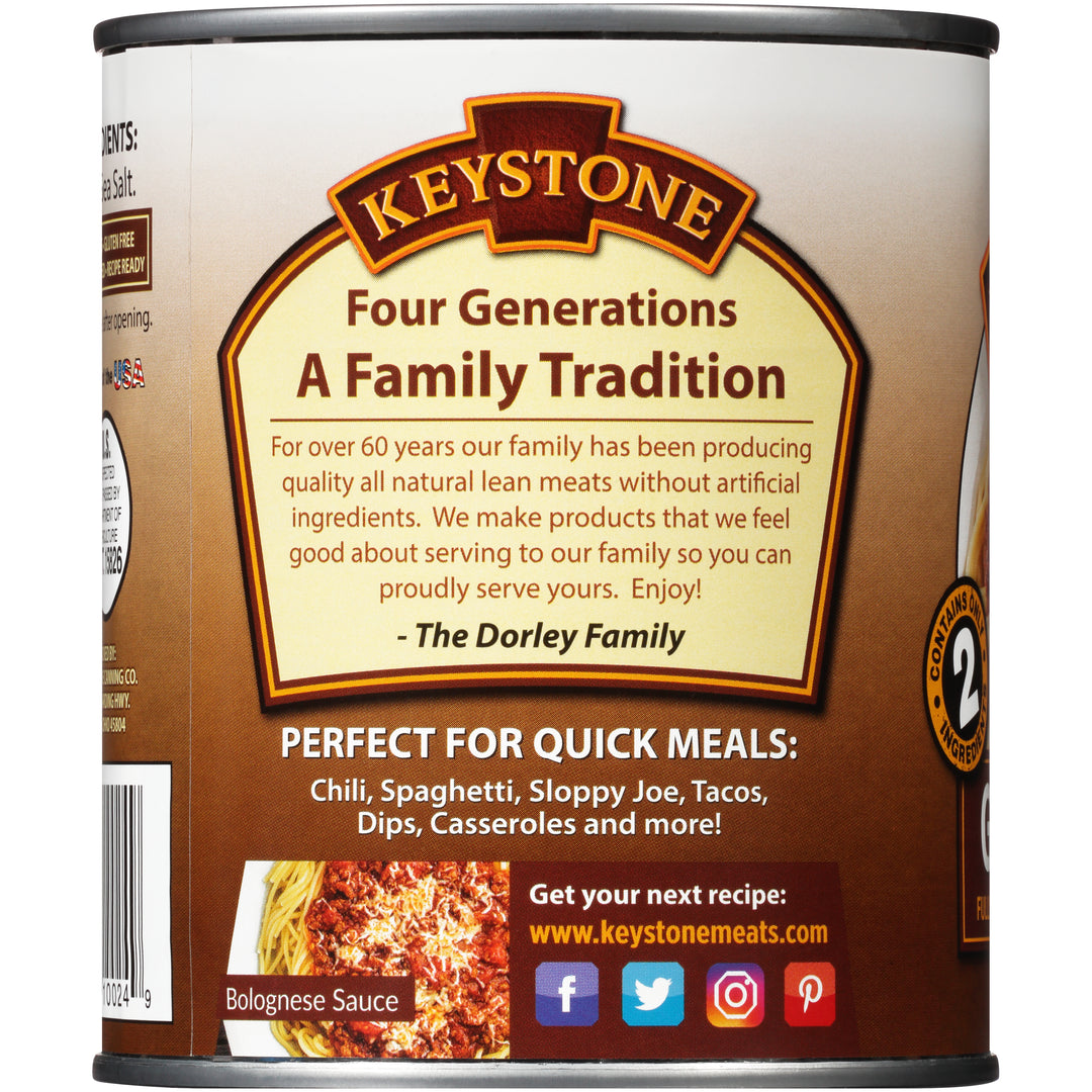 All Natural Canned Ground Beef - Fully Cooked (28 oz cans) | Keystone Meats
