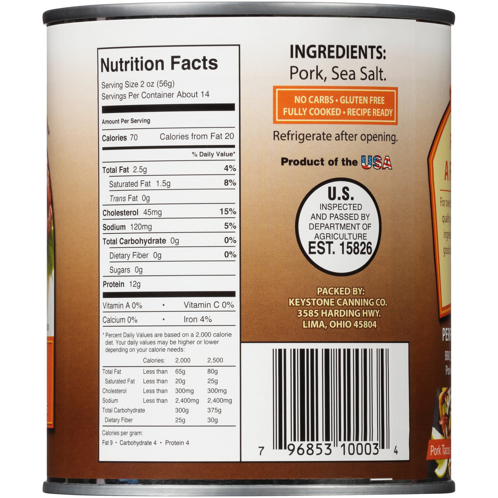 All Natural Canned Pork (28oz) | Fully Cooked Pork in a Can | Keystone ...